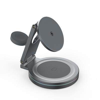 China Foldable Magnetic Wireless Charger with 360-Degree Rotation and 15W Power Output for sale