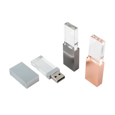 China Crystal Usb Stick Inside With LED Light When Working LED Light Shiny for sale