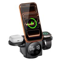 China Robot-shaped Wireless Charger Fast Speed For Phone Charging With A Clock Robotic Arm Extendable Wireless Charger Very Cool for sale