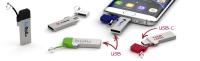 China Type c usb flash drive with usb A with small chain metal cover can laser and print logo fast speed 3.2 usb and 3.1 usb for sale