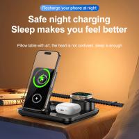 China 15W Fast Charging 3 in 1 Wireless Charger with Foldable Design and Magnetic Suction for sale