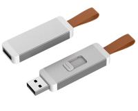 China ODM Leather Usb Flash Drive Print Logo 4G 20MB/S Reading Speed Aluminum Usb Flash Drive for sale
