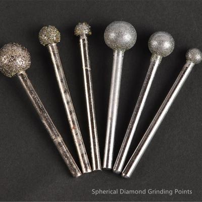 China Electroplated Spherical Diamond Grinding Bits 3mm Diamond Grinding Points for Stone Ceramic for sale