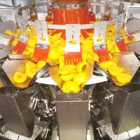 China Canned Fruit Yellow Peach Lumpy Automatic Solid Filling Machine Auto Weighing Multi Head Scale Filler for sale