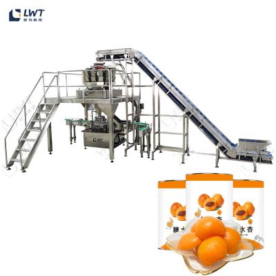 China Fruit Canned Apricots Automatic Cans Multi Head Weigher Solid Filling Machine for sale