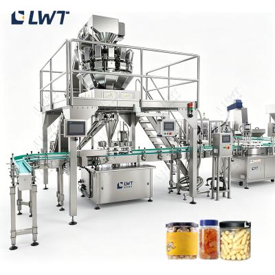 China 3000 Bottles/H Potato Chips Filling Production Line with 14-Head Intelligent Weighing and Food-Grade 316 Stainless Steel for sale