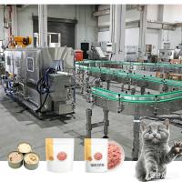 China 380V Fully Automatic Canned Cat Food Production Line with 304 Stainless Steel and PLC Control for 50-200 cans/min for sale