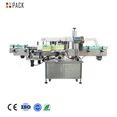 China Automatic Double Size Hand Sanitizer Sticker Shampoo Flat Bottle Labeling Machine for sale
