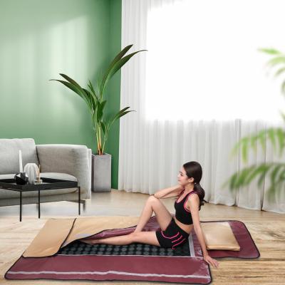 China Gold Far Infrared Sauna Blanket 3 Zone 600W with 180 Bian Stones for Home Wellness Therapy 25-80°C for sale