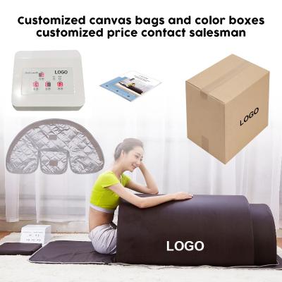 China Custom Logo PU Leather Pine Wood Frame Far-Infrared Sauna Dome with 180 Energy Stones and 8-14 Micron Heating for sale