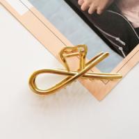 China Wholesale Fashion Fish Bone Shape Hair Claw Clip Alloy 11.5cm 51g Women Gold Metal Shark Hair Grips for sale