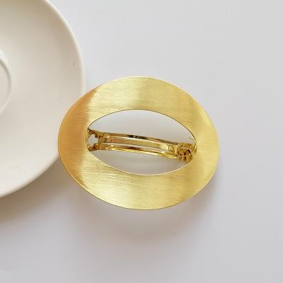 China French Women Spring Hair Clips Barrettes Gold Geometry Bobby Pin 8x6.5cm Alloy Metal for Thick Hair for sale