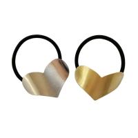 China Gold Metal Heart Shaped Hair Tie 6x4cm for Baby Girl Curly Hair Scrunchie Women for sale