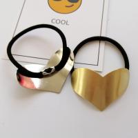 China Gold Metal Heart Shaped Hair Tie 6x4cm for Baby Girl Curly Hair Scrunchie Women for sale