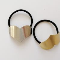 China Gold Metal Heart Shaped Hair Tie 6x4cm for Baby Girl Curly Hair Scrunchie Women for sale