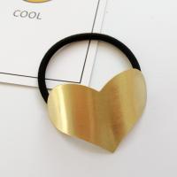 China Gold Metal Heart Shaped Hair Tie 6x4cm for Baby Girl Curly Hair Scrunchie Women for sale