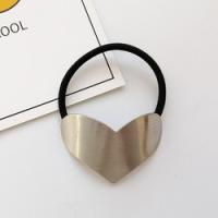 China Gold Metal Heart Shaped Hair Tie 6x4cm for Baby Girl Curly Hair Scrunchie Women for sale