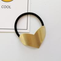 China Gold Metal Heart Shaped Hair Tie 6x4cm for Baby Girl Curly Hair Scrunchie Women for sale