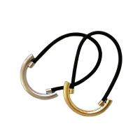 China Black Stretchy Hair Ties Metal Ponytail Holder 4.5x2.5cm Copper Alloy Elastic Hair Bands for sale