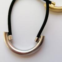 China Black Stretchy Hair Ties Metal Ponytail Holder 4.5x2.5cm Copper Alloy Elastic Hair Bands for sale