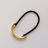 China Black Stretchy Hair Ties Metal Ponytail Holder 4.5x2.5cm Copper Alloy Elastic Hair Bands for sale