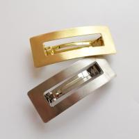China Golden Silver Metal Spring Hair Clips Women Girls Fashion Square Bobby Pin 8x3cm for sale