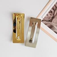 China Golden Silver Metal Spring Hair Clips Women Girls Fashion Square Bobby Pin 8x3cm for sale