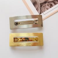 China Golden Silver Metal Spring Hair Clips Women Girls Fashion Square Bobby Pin 8x3cm for sale