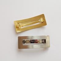 China Golden Silver Metal Spring Hair Clips Women Girls Fashion Square Bobby Pin 8x3cm for sale