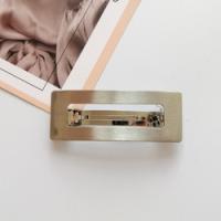 China Golden Silver Metal Spring Hair Clips Women Girls Fashion Square Bobby Pin 8x3cm for sale