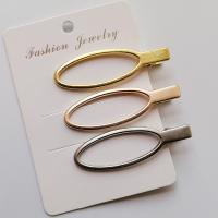 China Bridal Custom Hair Clips Women Gold Silver Hairpin Geometric Leaf 7x2.2cm for sale