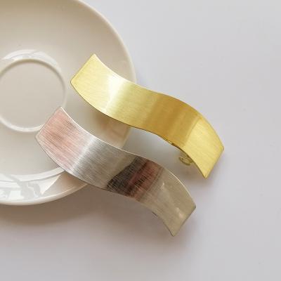 China Rectangle Hollow Spring Loaded Hair Clip Alloy Metal Hairgrip 8.5x2cm for sale