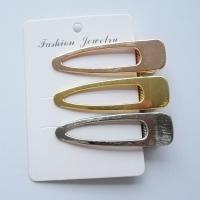 China Mini Large Snap Hair Clips Metal Barrettes Geometrical Gold Alloy 8x2.2cm for sale
