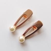 China Gold Metal Hair Clip Set for Thick Hair Geometric Pearl Claw 5.2x1.5cm for sale