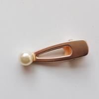 China Gold Metal Hair Clip Set for Thick Hair Geometric Pearl Claw 5.2x1.5cm for sale