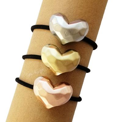 China Heart Shaped Stretchy Fabric Hair Ties for Women Girls 8.6g 3.5cm Elastic Scrunchies for sale