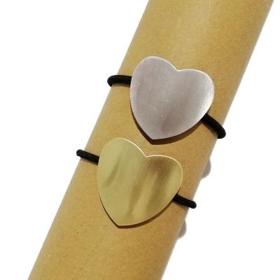 China Ponytail Black Elastic Hair Ties Band 4x4cm Polish Geometric Heart Alloy Scrunchie Cute Girls for sale