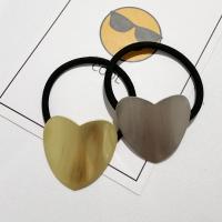 China Ponytail Black Elastic Hair Ties Band 4x4cm Polish Geometric Heart Alloy Scrunchie Cute Girls for sale