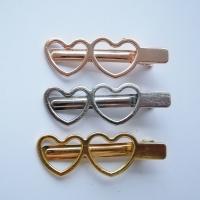 China Gold Metal Duckbill Hair Clip 8x2.7cm Alloy Heart Hair Pin for Women Girls for sale