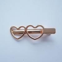 China Gold Metal Duckbill Hair Clip 8x2.7cm Alloy Heart Hair Pin for Women Girls for sale