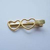 China Gold Metal Duckbill Hair Clip 8x2.7cm Alloy Heart Hair Pin for Women Girls for sale