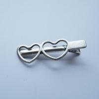 China Gold Metal Duckbill Hair Clip 8x2.7cm Alloy Heart Hair Pin for Women Girls for sale