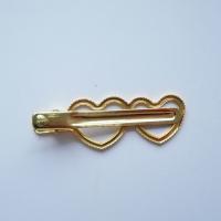 China Gold Metal Duckbill Hair Clip 8x2.7cm Alloy Heart Hair Pin for Women Girls for sale