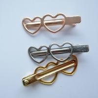 China Gold Metal Duckbill Hair Clip 8x2.7cm Alloy Heart Hair Pin for Women Girls for sale