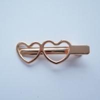 China Gold Metal Duckbill Hair Clip 8x2.7cm Alloy Heart Hair Pin for Women Girls for sale