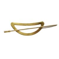 China Gold Round Hollow Metal Hair Fork Sticks 9x3.5cm Decorative Hair Clip for Women for sale