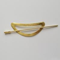 China Gold Round Hollow Metal Hair Fork Sticks 9x3.5cm Decorative Hair Clip for Women for sale