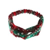 China Christmas Plaid Elastic Cross Knot Hair Ribbon Bands for Women 49cm for sale
