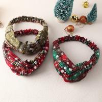 China Christmas Plaid Elastic Cross Knot Hair Ribbon Bands for Women 49cm for sale