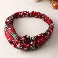 China Christmas Plaid Elastic Cross Knot Hair Ribbon Bands for Women 49cm for sale
